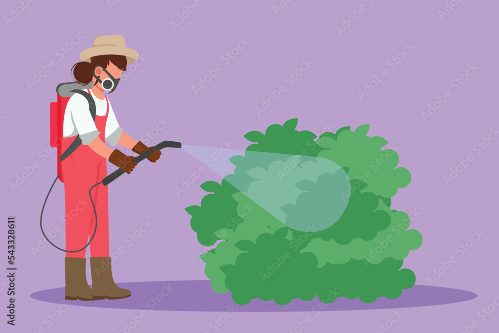 Cartoon flat style drawing happy female farmer wearing masks and ...