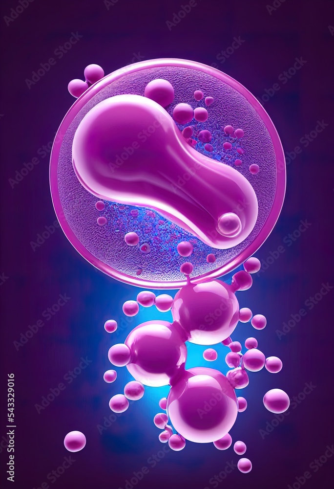 Realistic molecules with skin cell background. Science illustration of ...