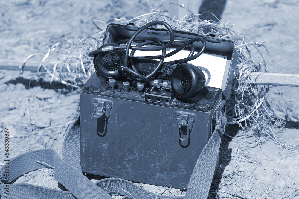 American original militray phone of WWII during historical reenactment ...