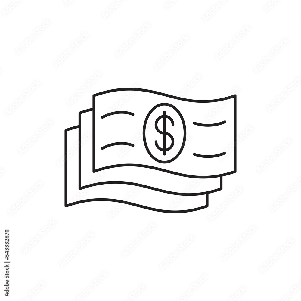 Dollar money bill icon design. A stack of cash money or dollar bills ...