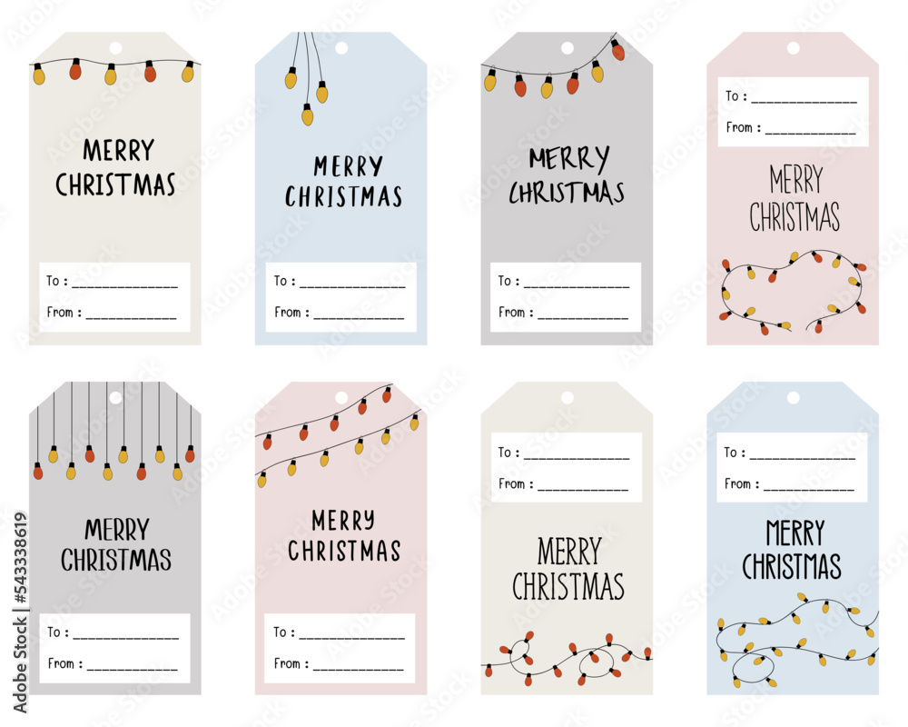 Set of Merry Christmas gift tags. Stock Vector | Adobe Stock
