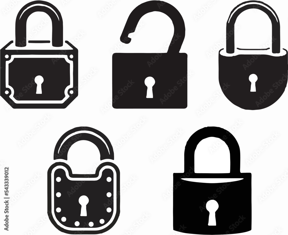 Set of lock icons, lock icons. Security lock symbols. Safety symbols ...