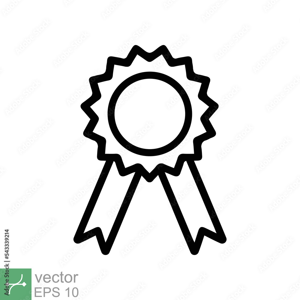 Rosette medal icon. Simple outline style. Award, ribbon, accomplishment ...