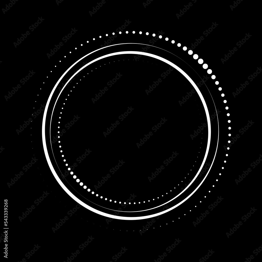 White concentric stripes and dots in circle form. Geometric art. Trendy ...