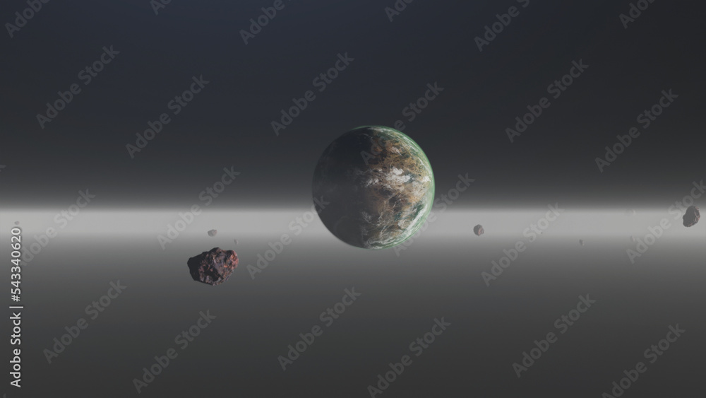 Alien Habitable Planets With Asteroid II 3D Rendering Stock ...