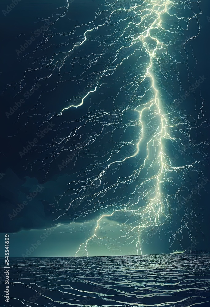 Lightning Storm At Sea