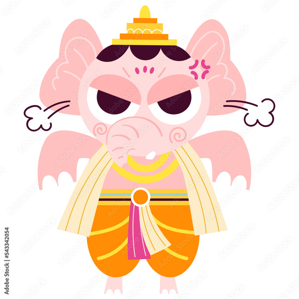 Angry Ganesha vector illustration in flat color design Stock Vector ...