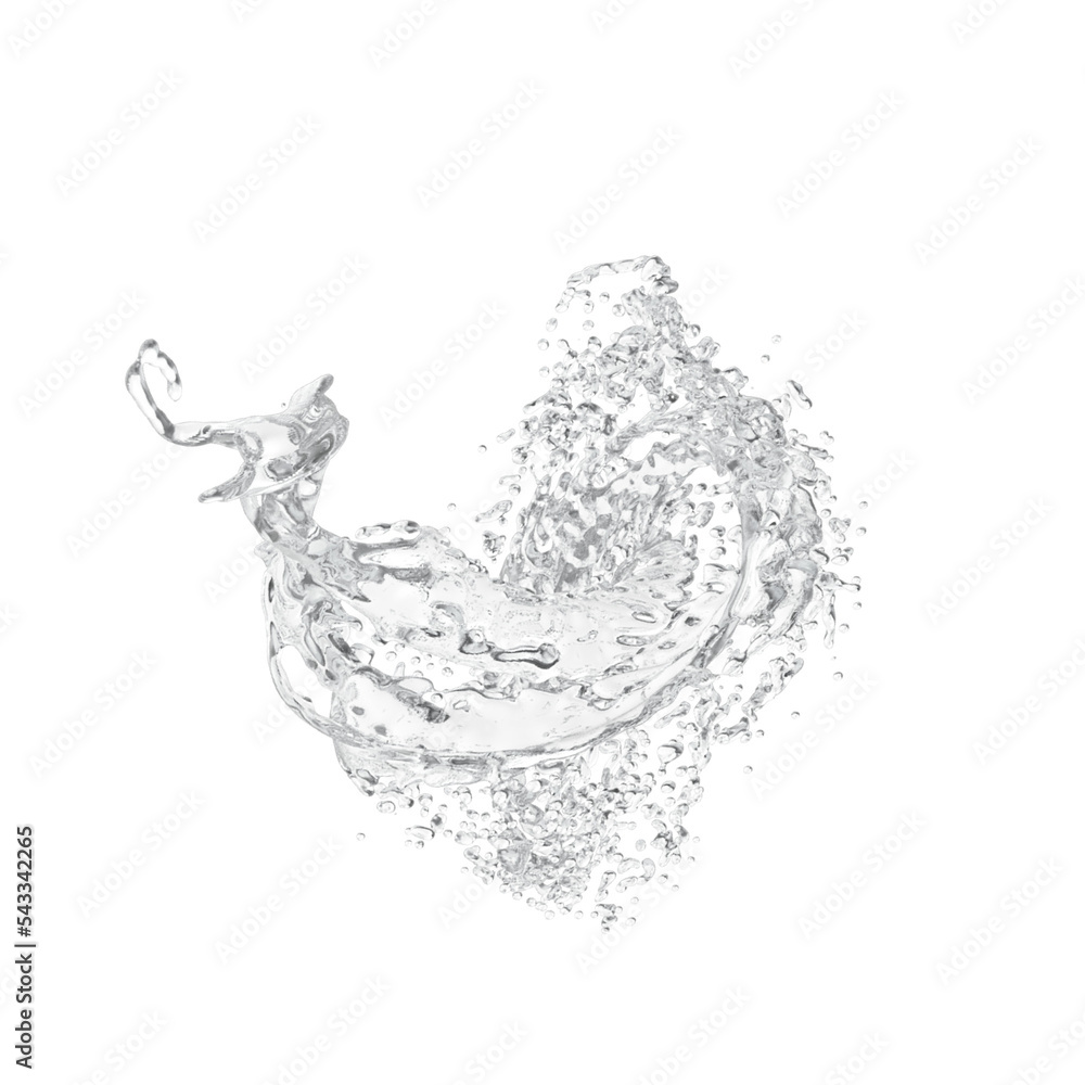 Water splashes with blue liquid waves with swirls and drops a realistic ...