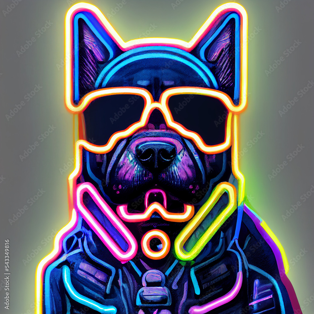 Cyberpunk dog. Cyberpunk neon Dog signal. Twich Dog Emoji. Dog in neon ...