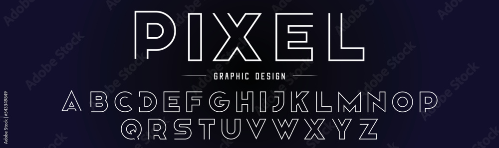 Pixel Double line monogram alphabet and tech fonts. Lines font regular ...