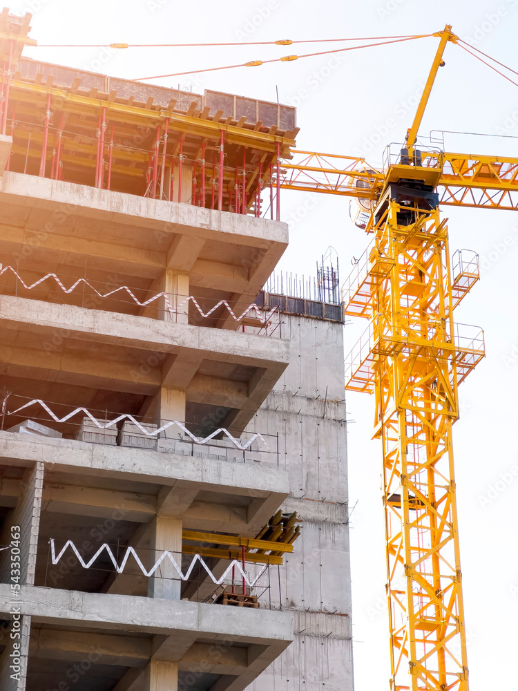 Construction of residential building. Wall of unfinished building ...