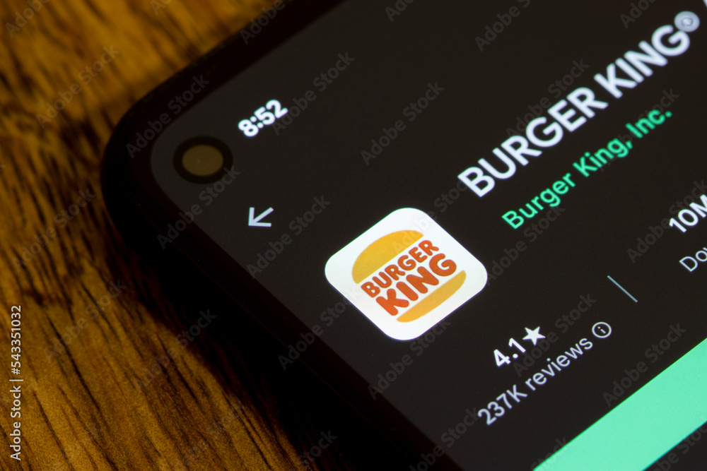 Cambridge, MA, USA - June 30, 2022: Burger King app is seen in the ...