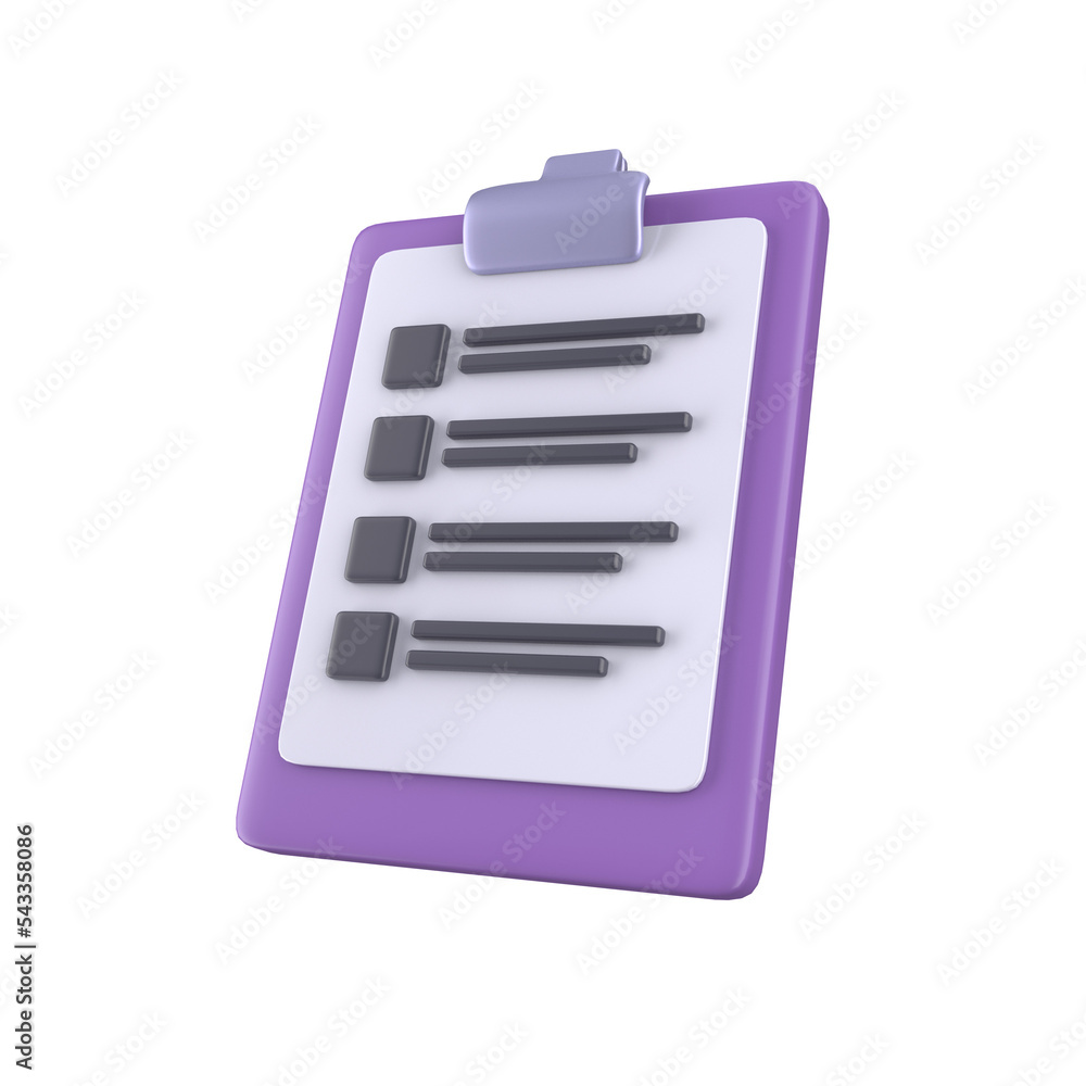 3d checklist document icon 3d render cutout Stock Illustration | Adobe ...