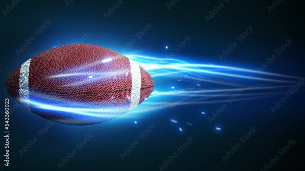 american football Flying in speed fast magic effect in blue flames and ...