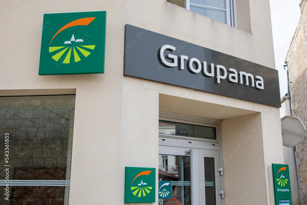 Groupama logo sign and facade text office signage french brand ...