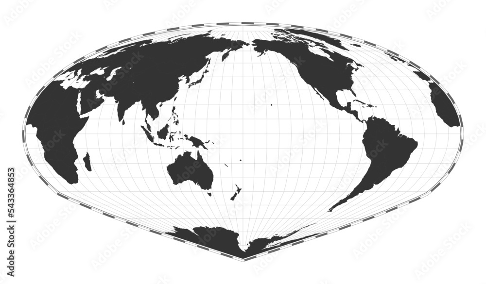 Vector world map. Allen K. Philbrick's Sinu-Mollweide projection. Plan ...