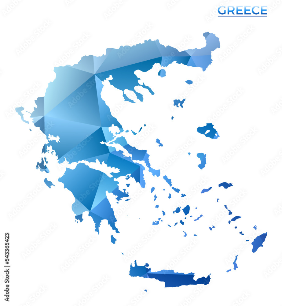 Vector polygonal Greece map. Vibrant geometric country in low poly ...