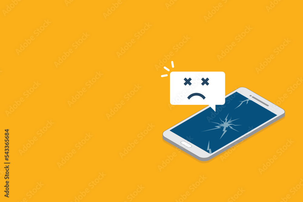 Broken smartphone with sad smile. Broken phone service, recovery and ...