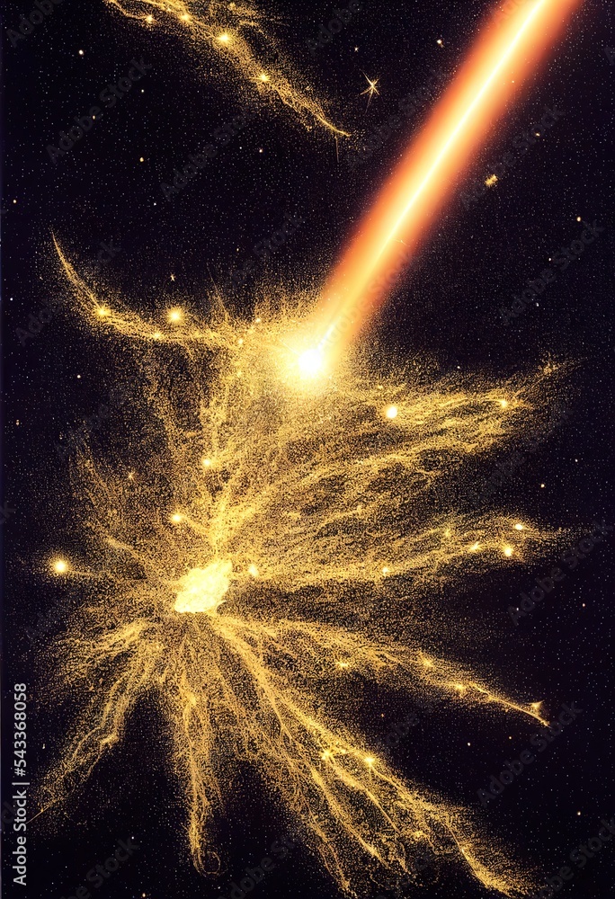 Shimmering golden particles. Meteor Rain. Falling glowing comets on ...