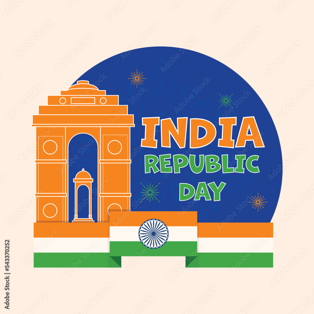 India Republic Day Font With Canopy Behind India Gate, National Flag ...