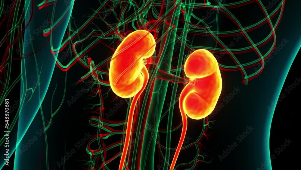 Human Urinary System Kidneys Anatomy Animation Concept vídeo do Stock ...