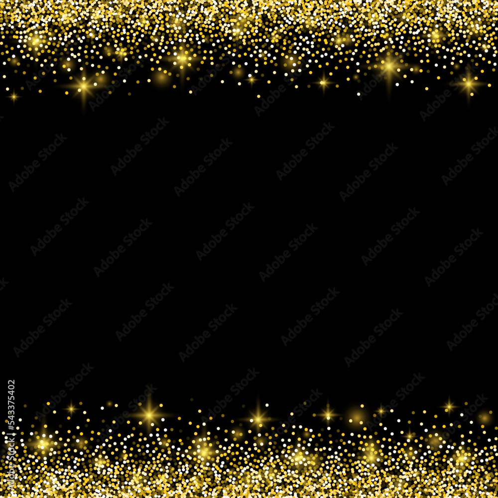 Gold glitter borders with sparkles. Vector illustration. Stock Vector ...