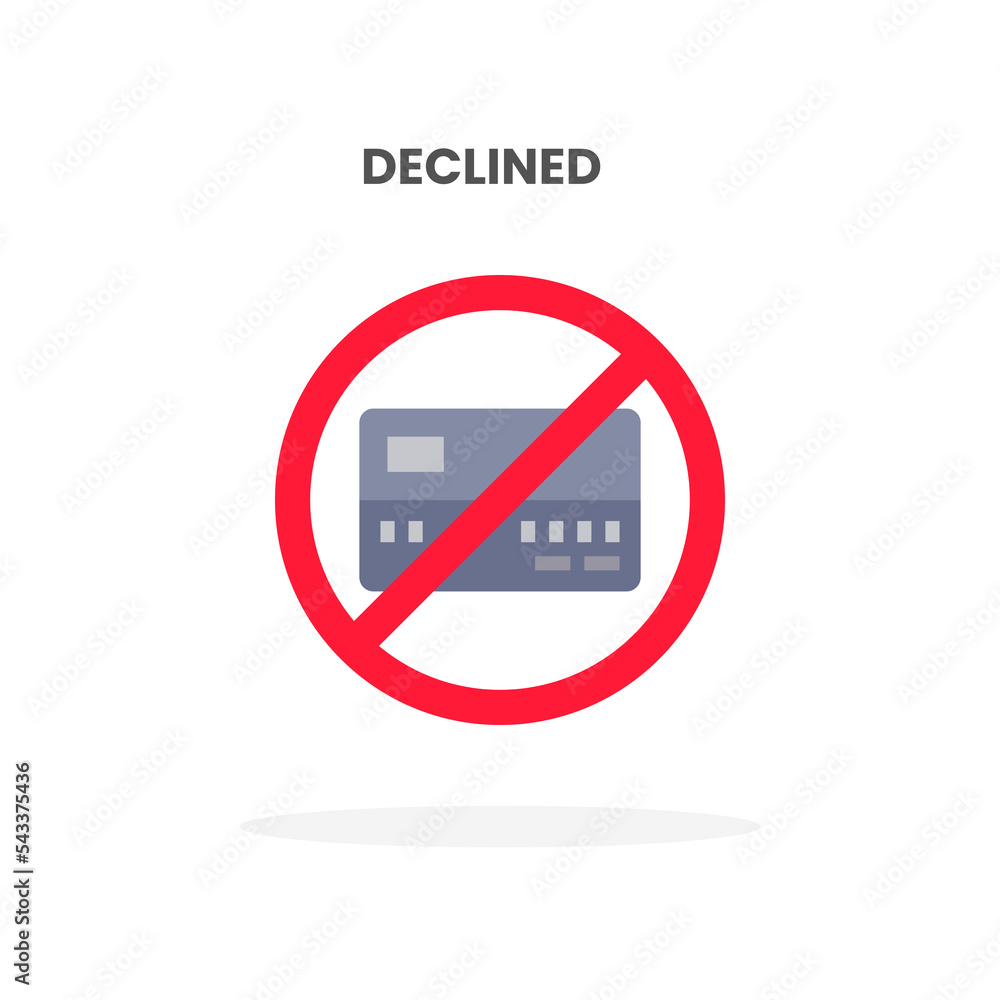 Credit Card Declined flat icon. Vector illustration on white background ...