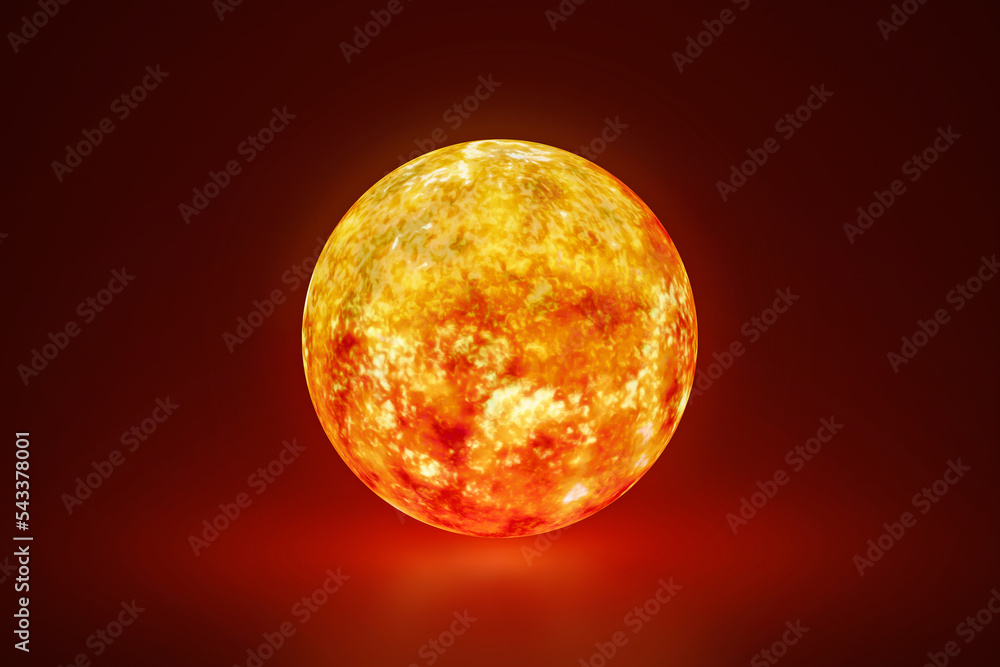 Heat sun solar system hot summer global warming isolated on high ...