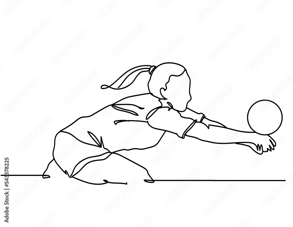 Single Continuous Line Drawing of Volleyball Player who are Playing ...