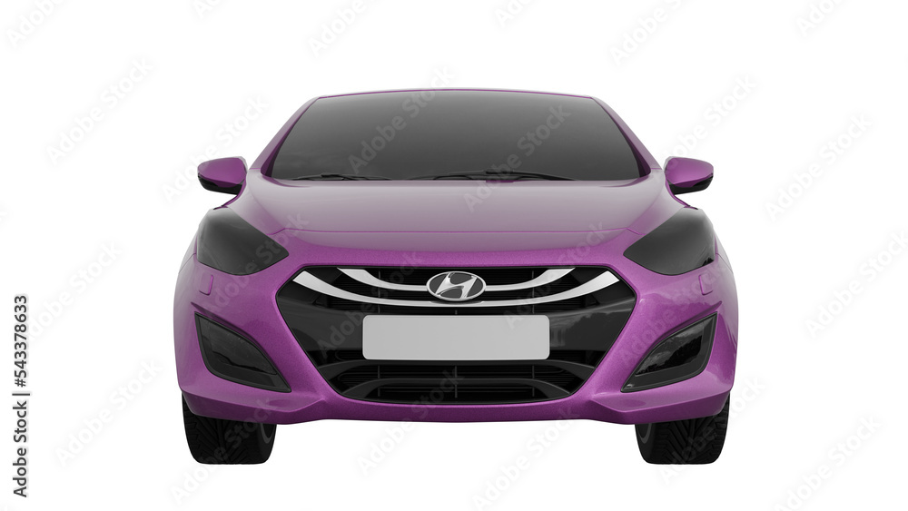 purple Hyundai i30 front view, 3d rendering of PNG transparent car ...