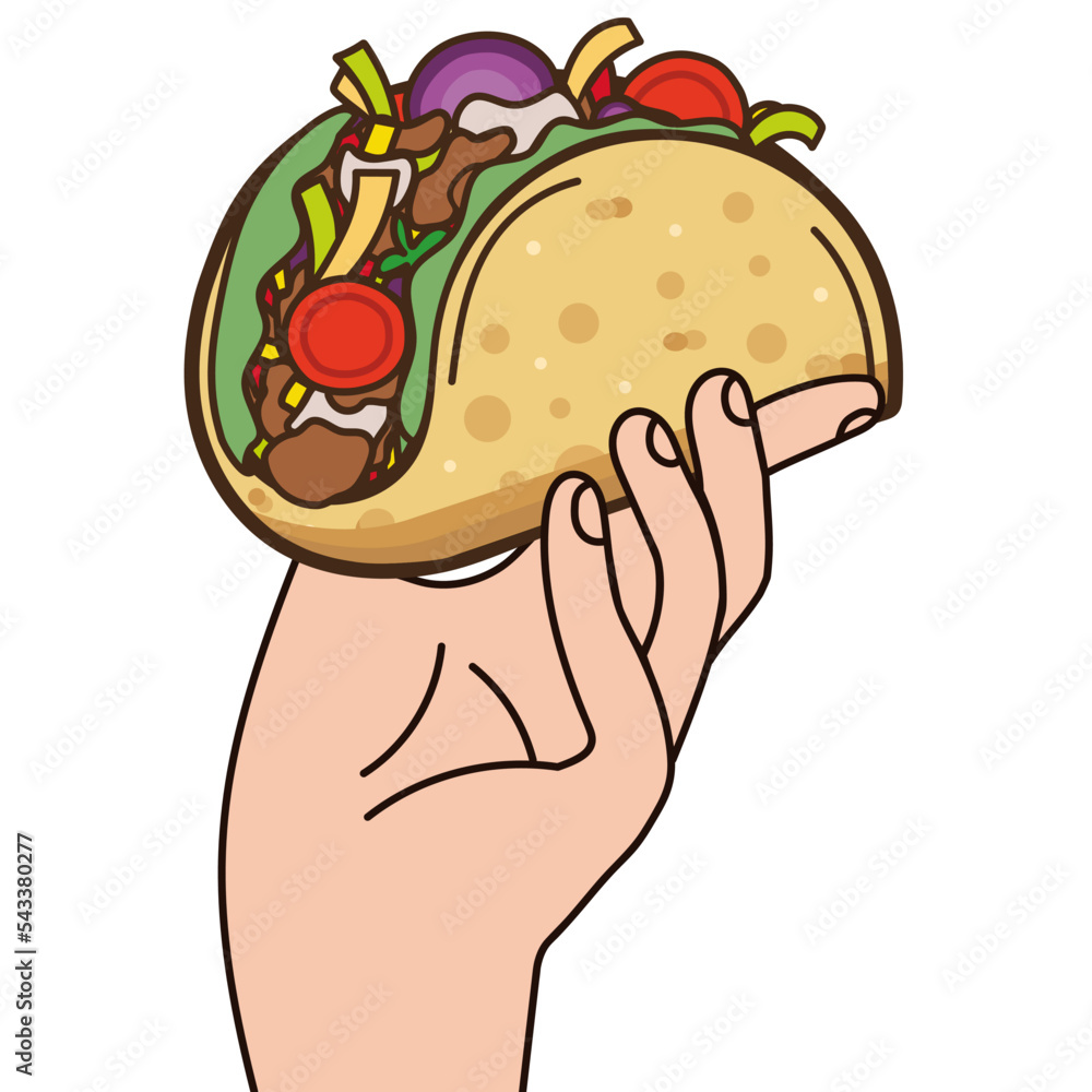 Taco Illustration . Vector. Food. Drawing.Hand holding Stock Vector ...