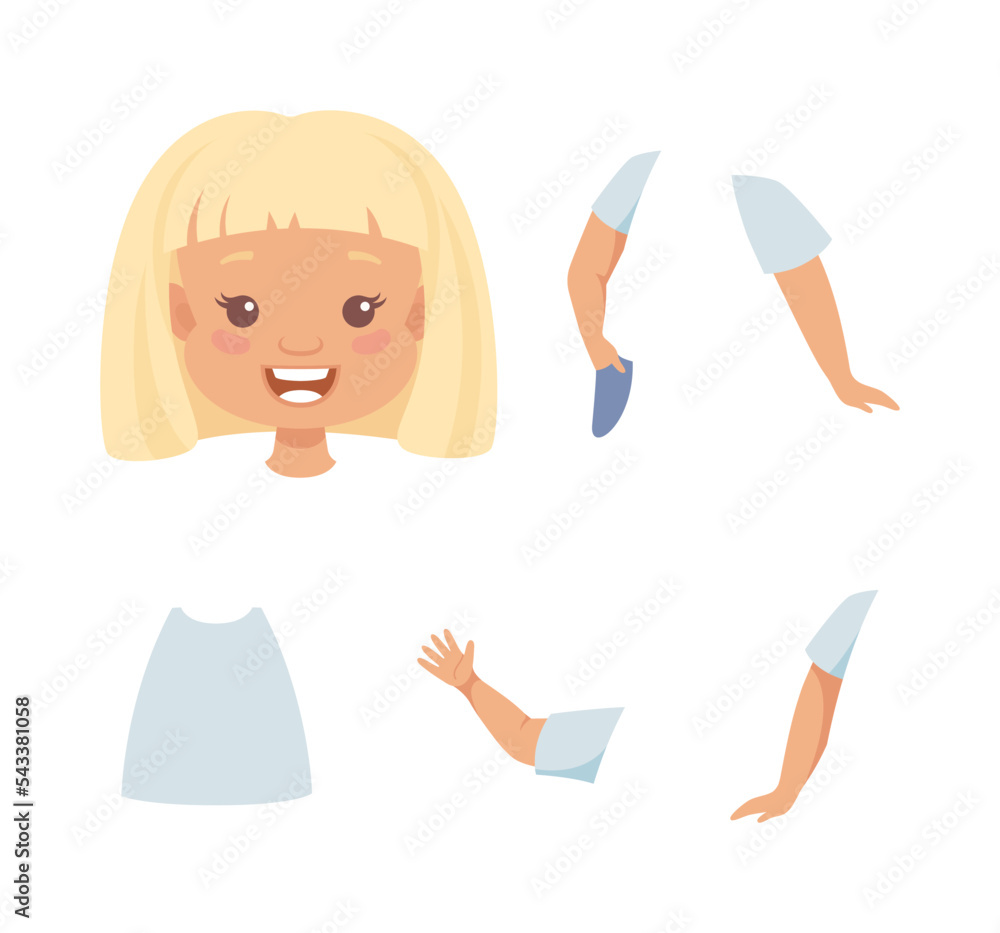 Little Blond Girl Character Constructor with Body Parts and Face ...