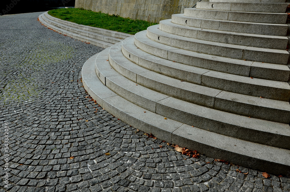 stairs to the waterfront. you enter through the gate via the circularly ...