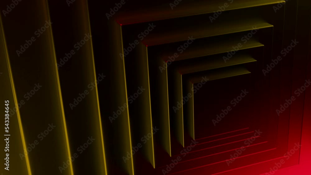 Animation with moving squares and neon light. Design. Moving 3d pyramid ...