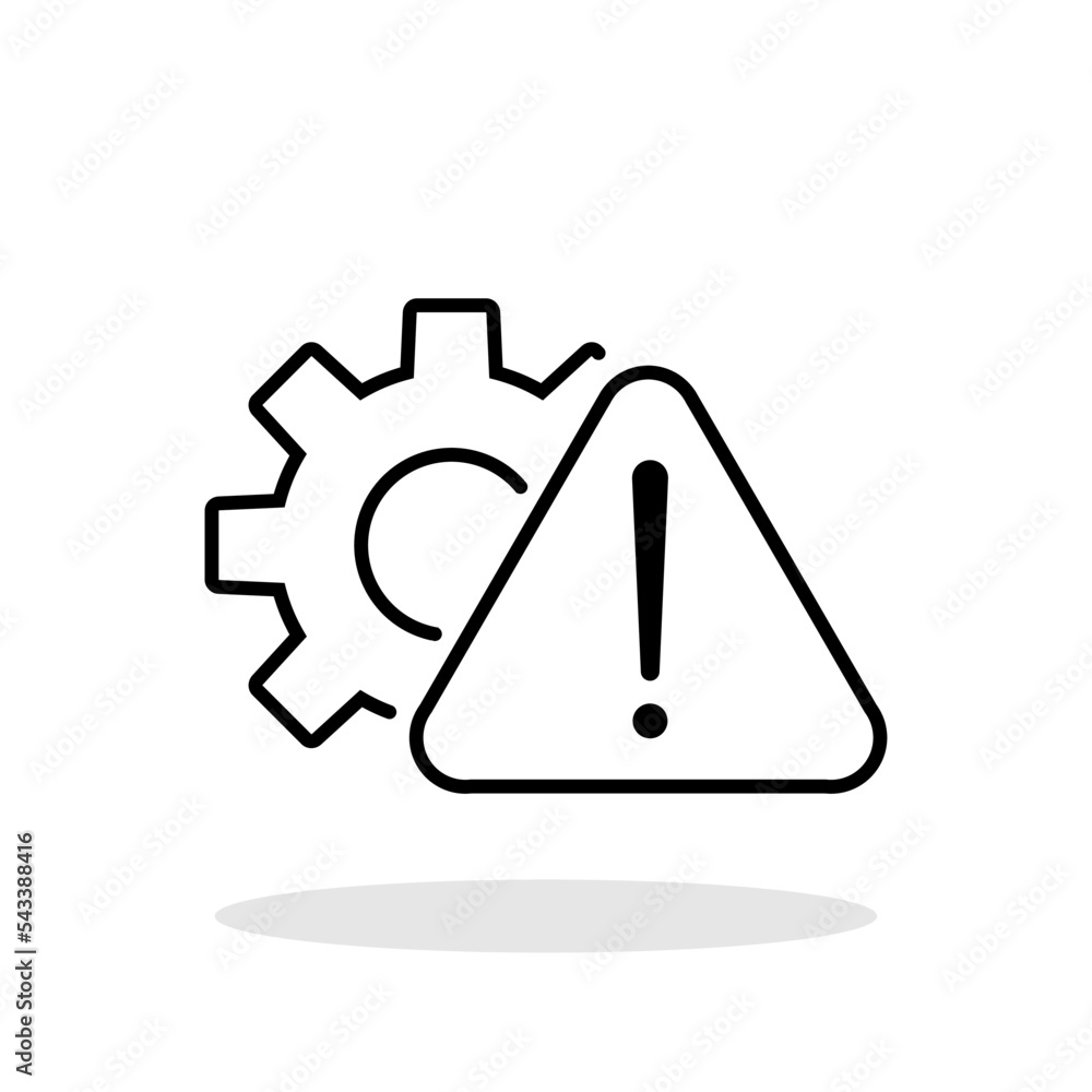 Process disruption icon in trendy flat style. Cogwheel with warning ...