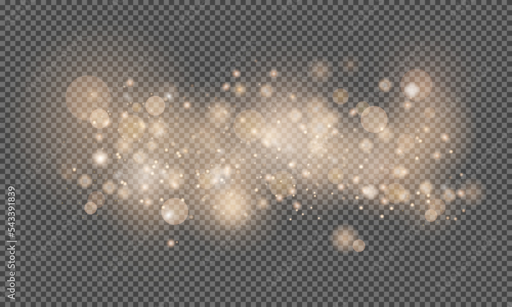 Outer space with bright stars. Vector yellow light flares. Bright glow ...