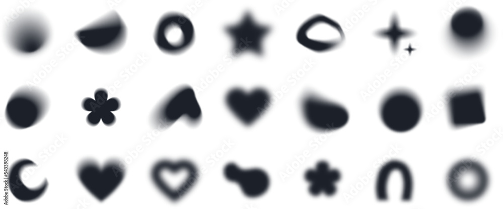 Black blurry shapes, abstract geometric forms with soft edges, blurry ...