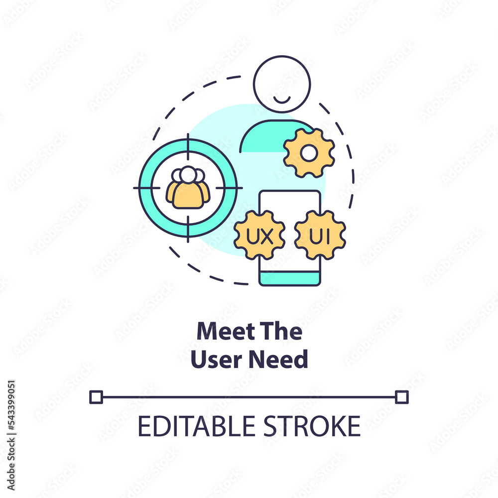 Meet user need concept icon. Human centered. Improve usability. UX ...