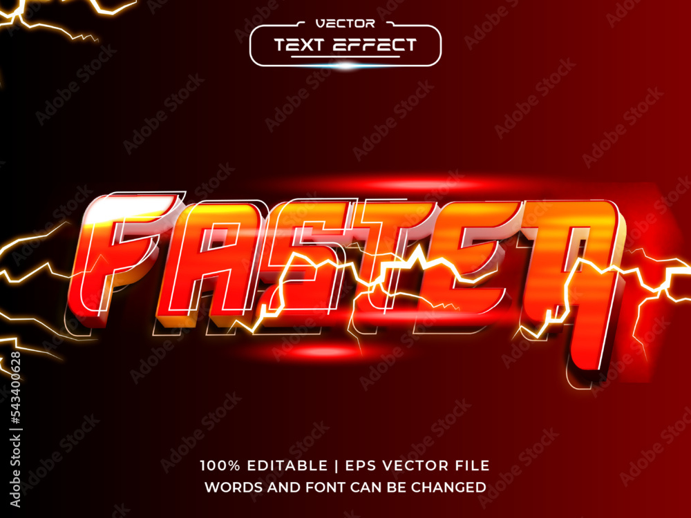 Faster 3d Text effect with thunderbolt effect. mockup text Stock Vector ...