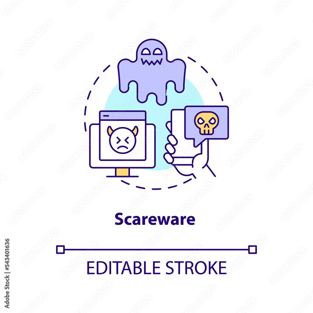 Scareware attack concept icon. Deception software. Malware method ...