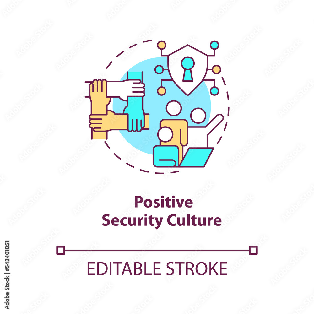 Positive security culture concept icon. Help cyber victims. Prevent ...