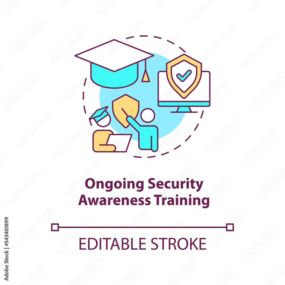 Ongoing security awareness training concept icon. Cybercrime prevention ...