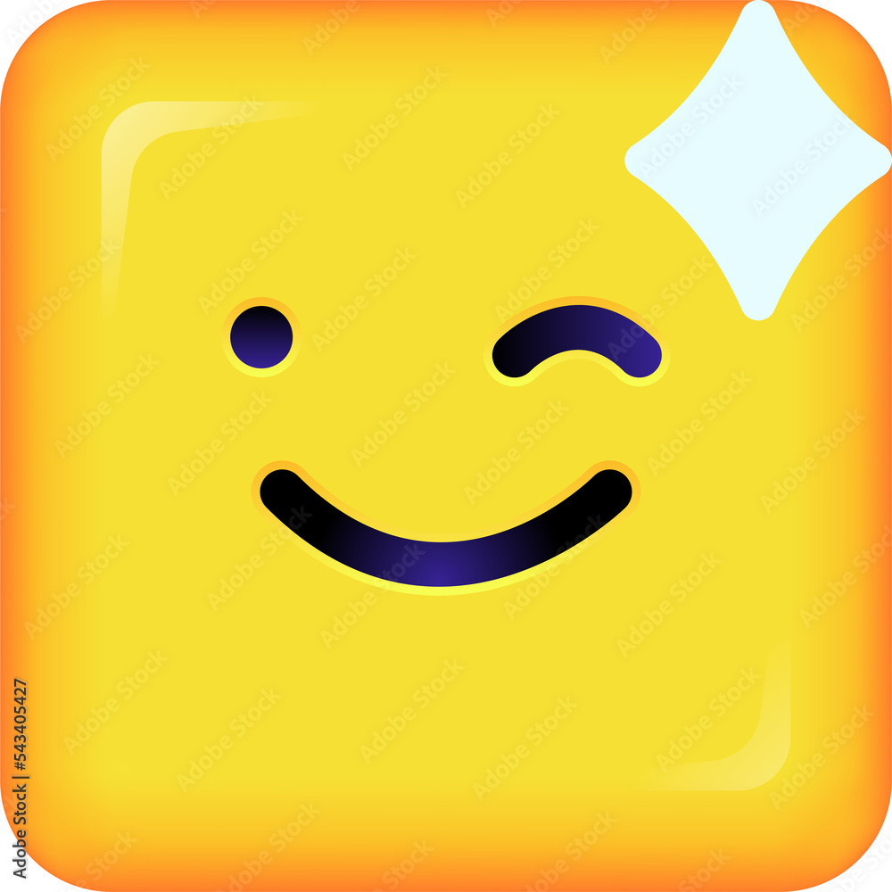 Cool square Emoticon. Yellow Emoji faces emoticon smile, digital smiley ...