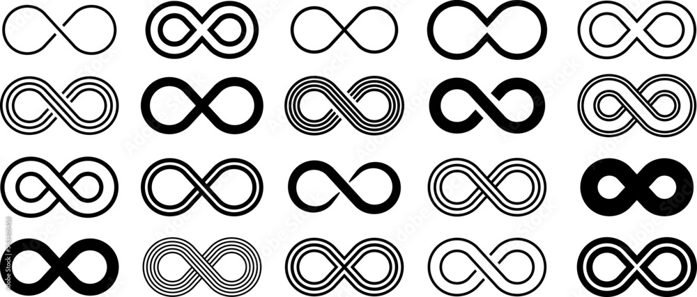Infinity design logo icon set. Infinity symbols collection. Eternal ...