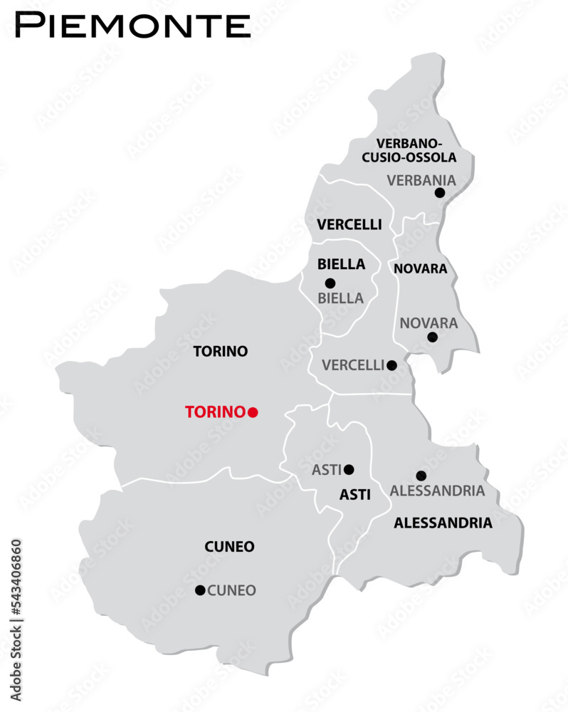 Map of piedmont italy