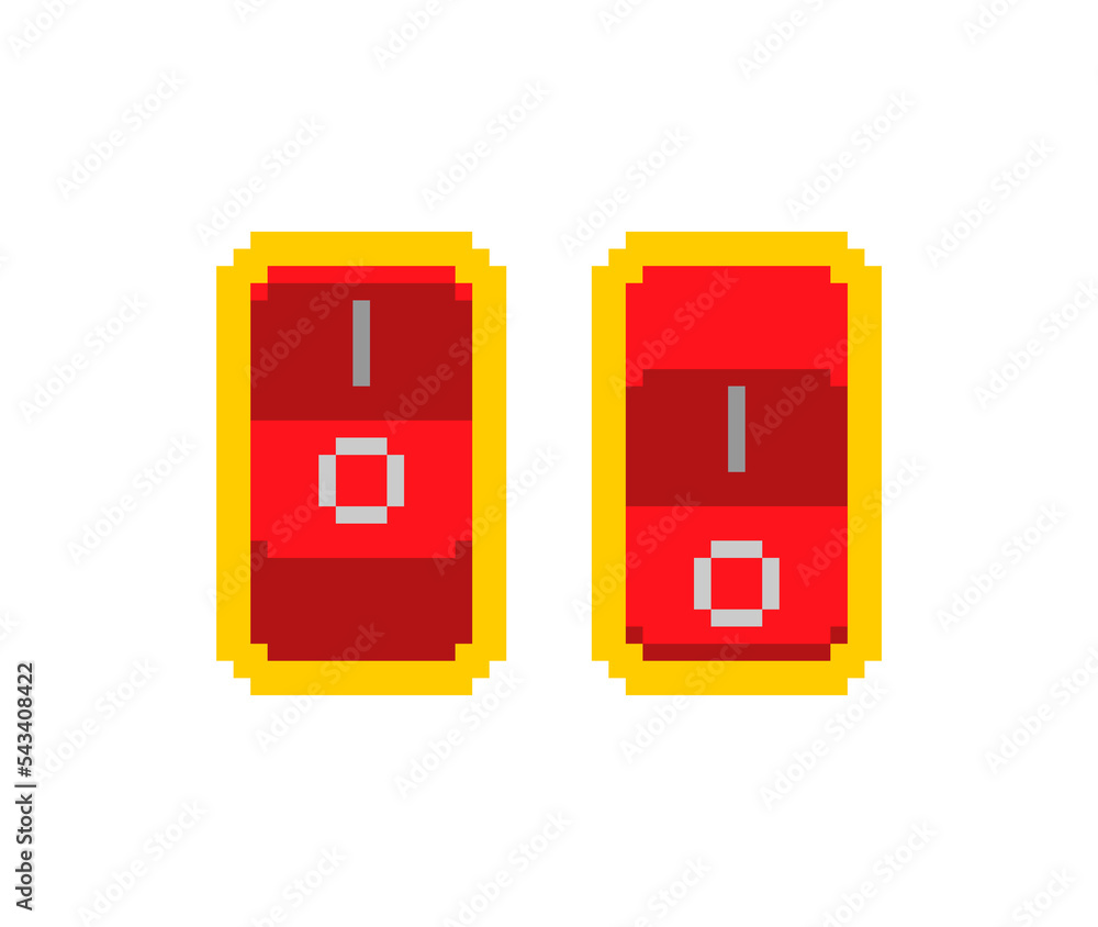 Switch off and on pixel art. On/off button 8 bit. pixelated Vector ...