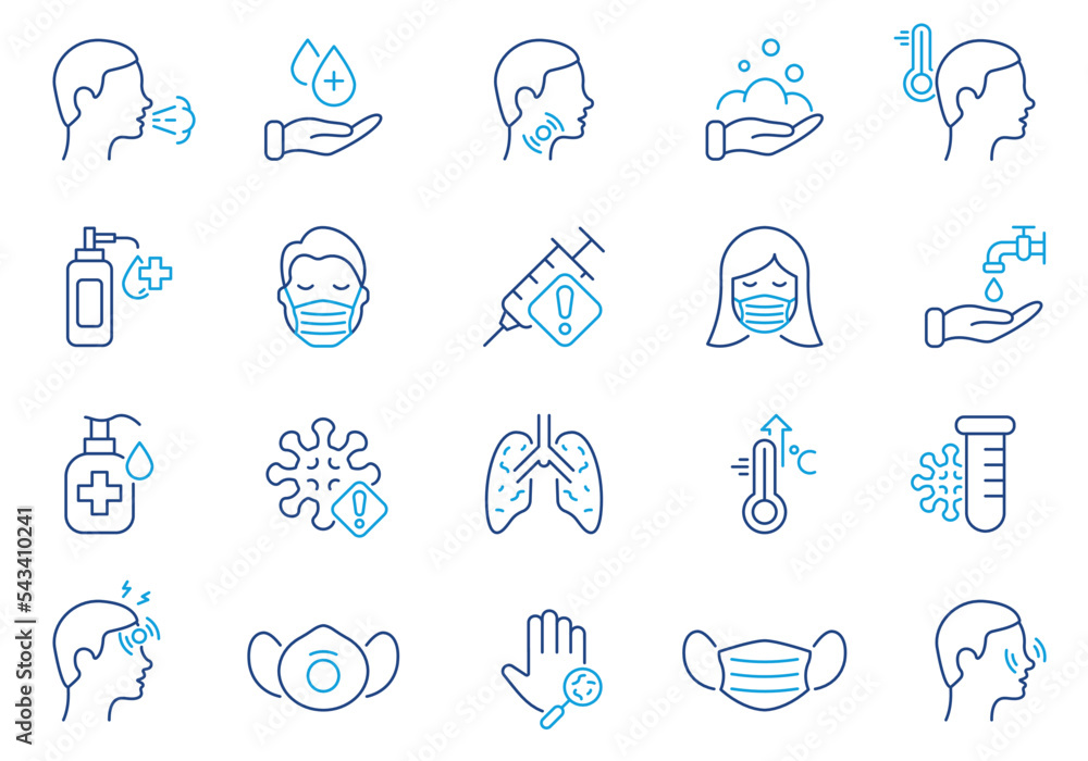 Precaution Infographic for Corona Pandemic Line Icon Set. Coronavirus ...