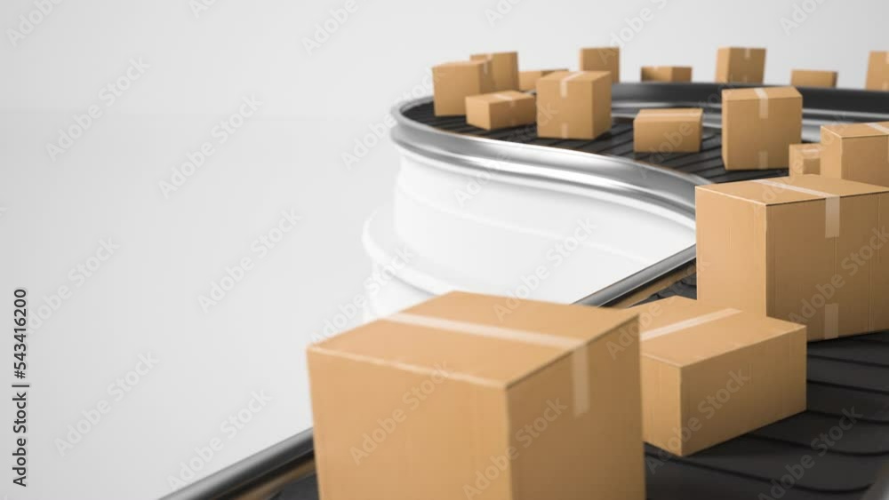 Warehouse with cardboard boxes inside on a white background, logistics ...