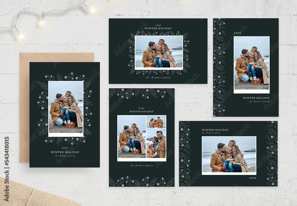 Winter Family Photo Card Template Stock Template | Adobe Stock