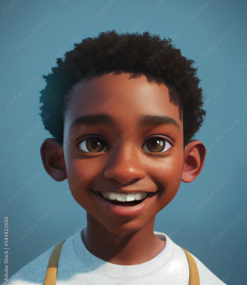 generic handsome african american little boy character portrait ...